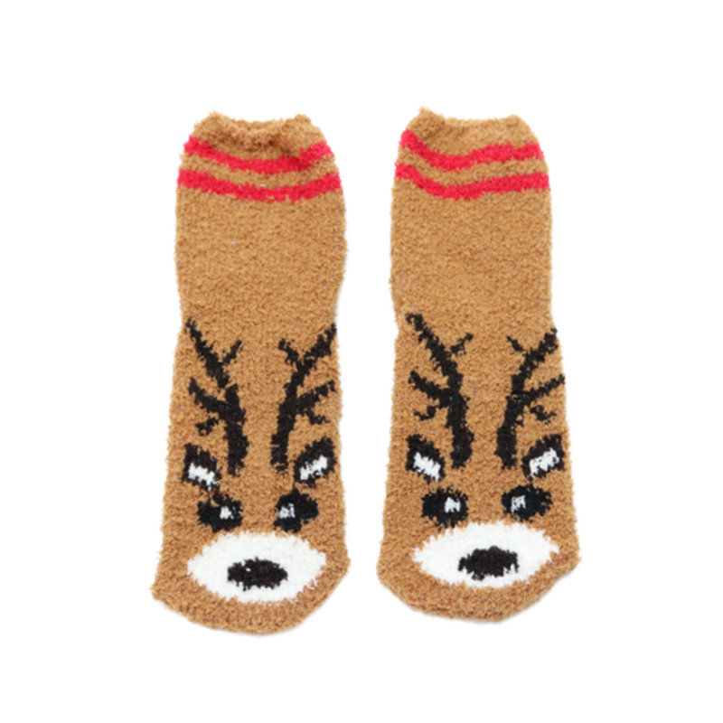 women warm cute elk casual home fuzzy slipper socks slouch socks