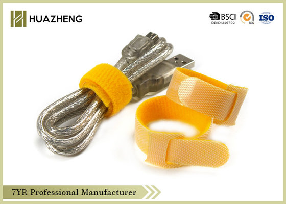 Yellow Adjustable Hook and Loop For Cables  with Printing Logo