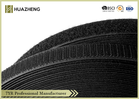 Black Hook Loop Tape For Garment Parts , Custom Hook And LoopStraps