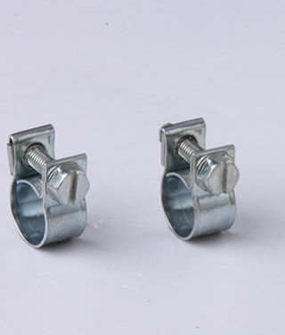 Custom Miniature 1 Ear Hose Clamp  Zinc Plated Steel With Bolts Nuts