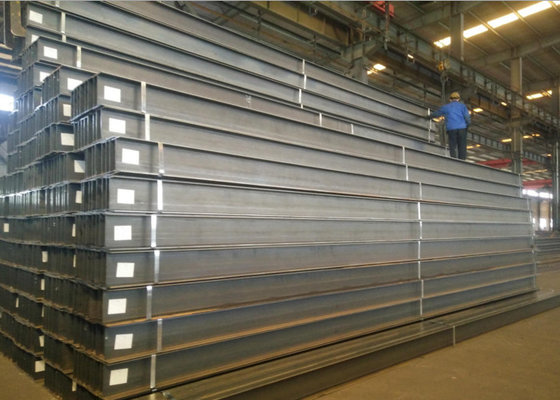 High Grade Steel Galvanized H Beam , 12m / Custom Length H Shaped Steel Beam