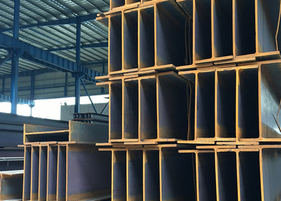 High Grade Steel Galvanized H Beam , 12m / Custom Length H Shaped Steel Beam