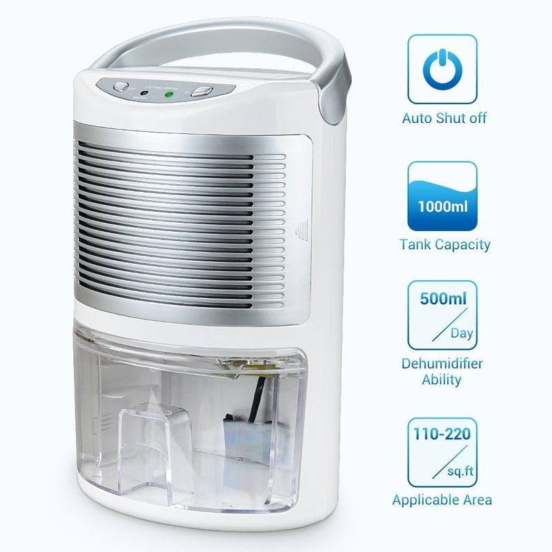Retractable Handle Portable Electric Dehumidifier 1000ml Water Tank