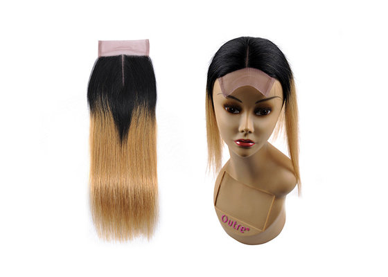 Los paquetes brasileños rectos de las extensiones del pelo del cabello humano 3Pcs de Ombre con el pelo del color 1B27 del cierre tejen