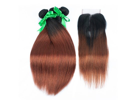 Los paquetes del cabello humano recto con el pelo del color 1B33 del cierre tejen raíces de la oscuridad de Ombre