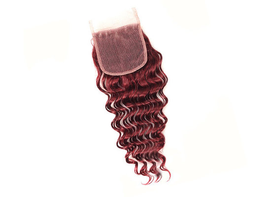 paquetes profundos del cabello humano de la onda del color 99J con el cordón suizo del cierre ningún enredo