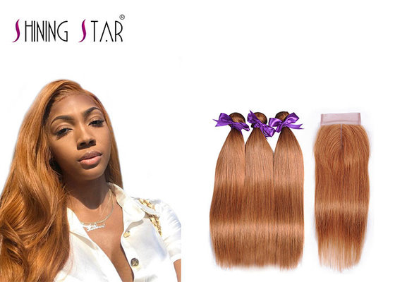 Los paquetes peruanos del pelo recto del Blonde el 100% del oro colorearon la trama doble 30 barata