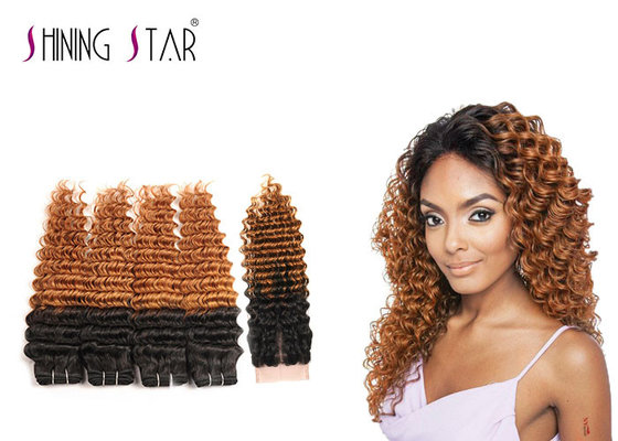 4 Bundles Peruvian Deep Wave Bundles , Blonde 100 Human Hair Curly Weave