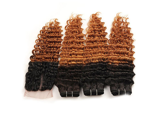 Los paquetes peruanos rubios/profundamente del pelo rizado armadura peruana del pelo de la onda lían