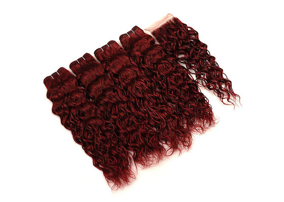 Las extensiones del pelo de la onda de agua de Restyled del color rojo de #99J para las señoras modificaron longitud para requisitos particulares