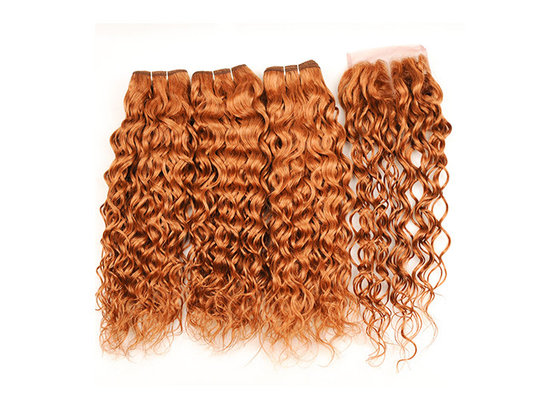 Gold Water Wave Hair Extensions , Healthy Water Wave Bundles With Closure