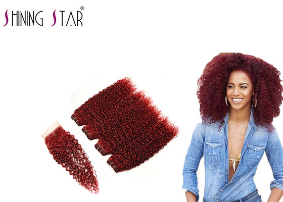 extensiones rizadas rojas del pelo de la armadura 99J, extensiones naturales del pelo rizado de Borgoña