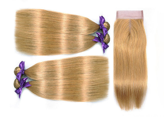 Armadura india recta del pelo del brillo agradable, cabello humano rubio de la armadura suavemente verdad a la longitud