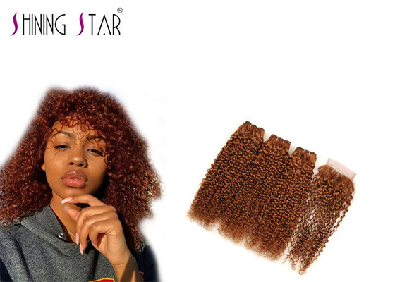 Armadura rizada del cabello humano del rizo del color 30 rubios rizados del oro de las extensiones del cabello humano