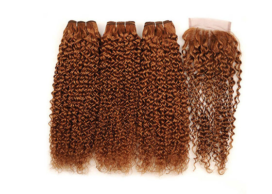 Armadura rizada del cabello humano del rizo del color 30 rubios rizados del oro de las extensiones del cabello humano