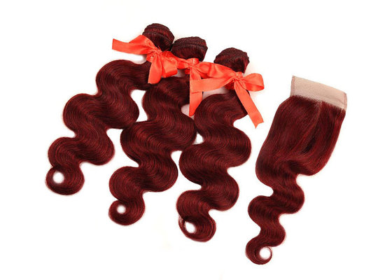 El pelo brasileño de la onda del cuerpo de las extensiones 99J Borgoña del cabello humano de la Virgen lía con el cierre