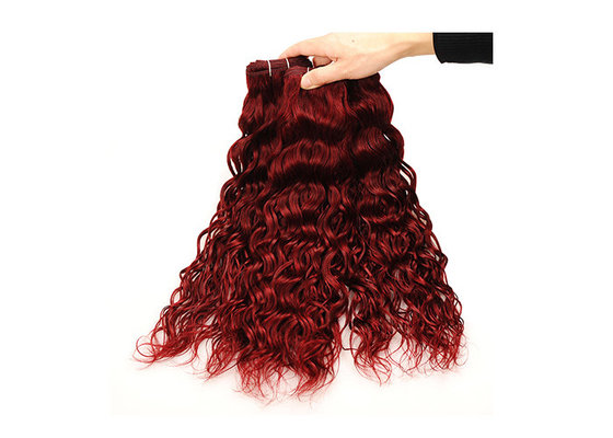 El cabello humano del bulto de la onda de agua roja lía 3 pedazos del clip de #99J en pequeño pozo rizado
