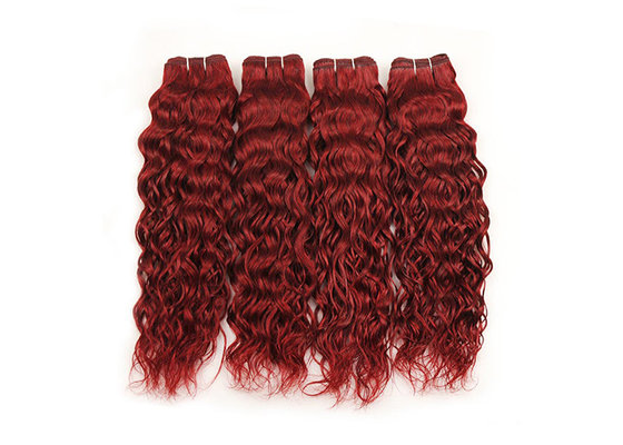 Las trenzas del ganchillo de la onda de agua del cabello humano tejen extensiones rizadas rojas de 4 paquetes #99J