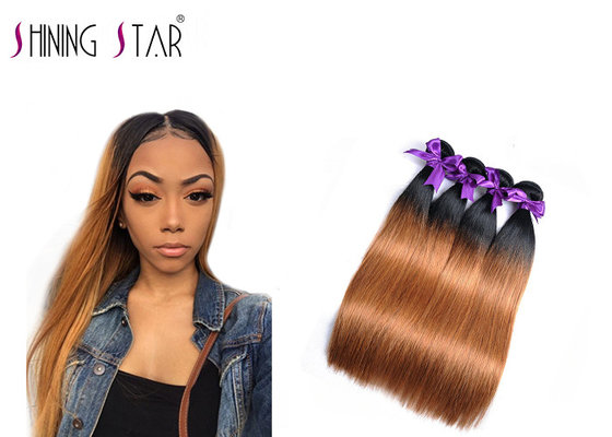 Straight Brazilian Hair Bundles #1B30 Weave Extensions 4 Pcs Blonde Real Hair