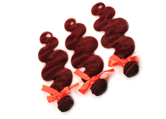 El pelo brasileño del cuerpo de la Virgen que 3 paquetes tejen #99J rojo sea de seda y suave