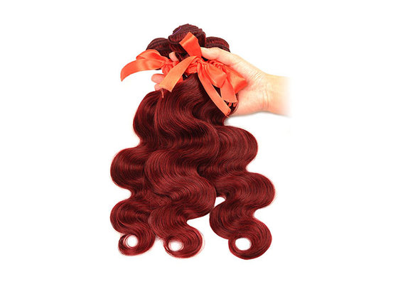 El pelo brasileño del cuerpo de la Virgen que 3 paquetes tejen #99J rojo sea de seda y suave