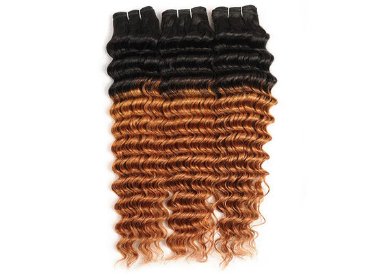 Curly Brazilian Hair Bundles #1B30 Brown Blonde Deep Wave Nice Shine