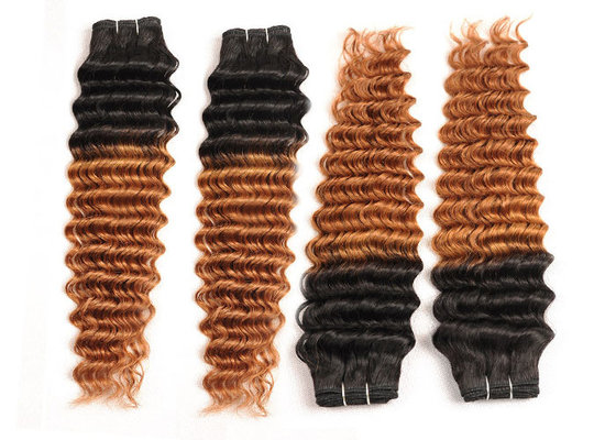 Deep Wave Brazilian Hair 4 Bundles With Closure #1B30 Blonde Hair Weave