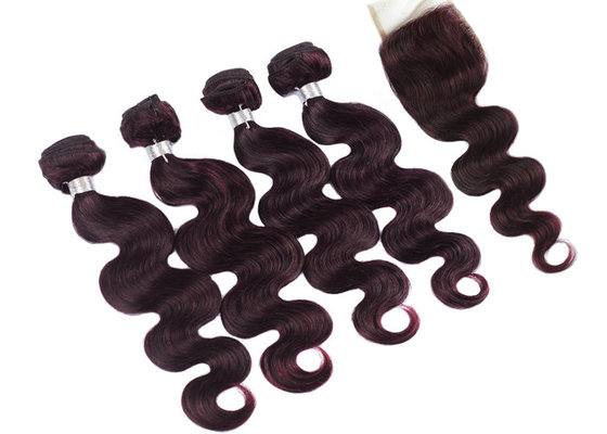 El cabello humano 4 de la onda del cuerpo lía con precio aceptable púrpura de la uva del cierre #135