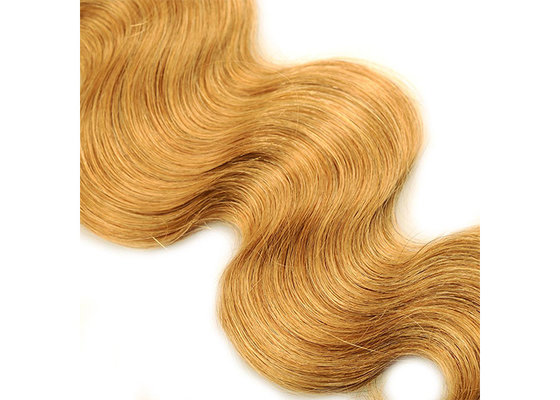 Armadura del cabello humano de la onda del cuerpo del Blonde de miel con color modificado para requisitos particulares cierre del cordón