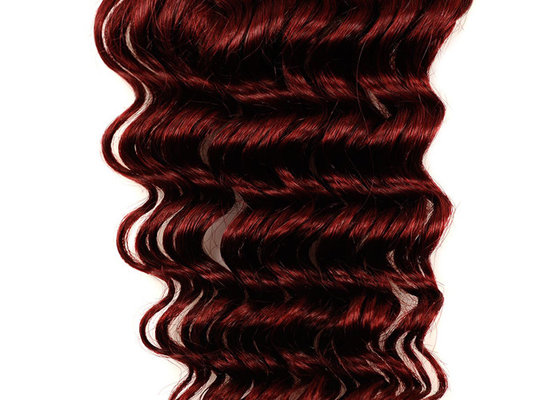 Clip profundo de la onda en color rojo rizado de la armadura #99J del cabello humano de las extensiones del pelo
