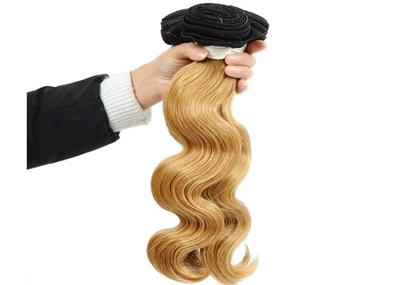 Las extensiones 3 del cabello humano de la onda del cuerpo del trenzado rubias verdad al color de la longitud #1B27