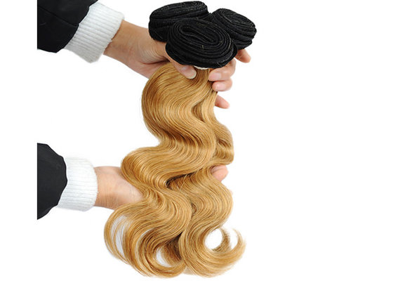 Las extensiones 3 del cabello humano de la onda del cuerpo del trenzado rubias verdad al color de la longitud #1B27