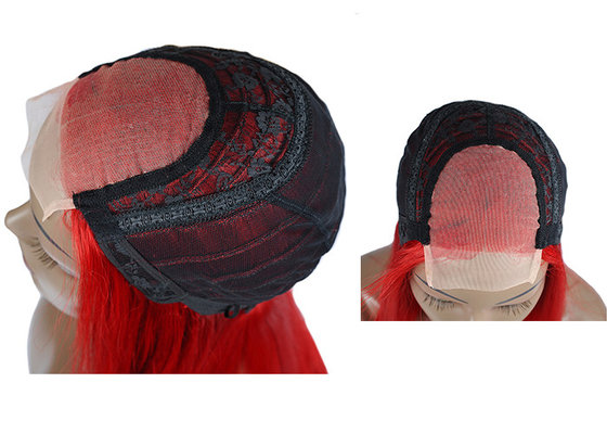 100 pelucas rectas del frente del cordón del cordón del frente de las pelucas del cabello humano humano del color rojo