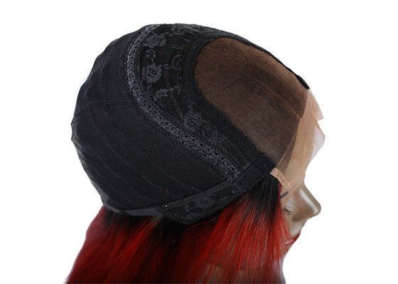 Casquillo ajustable de las pelucas T1B Ombre del cordón de la peluca de cordón larga recta roja delantera del cabello humano 14-32