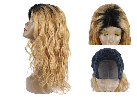 100 pelucas rubias del pelo de Remy de las pelucas del frente del cordón de la onda del cuerpo del cabello humano 1B27 Ombre