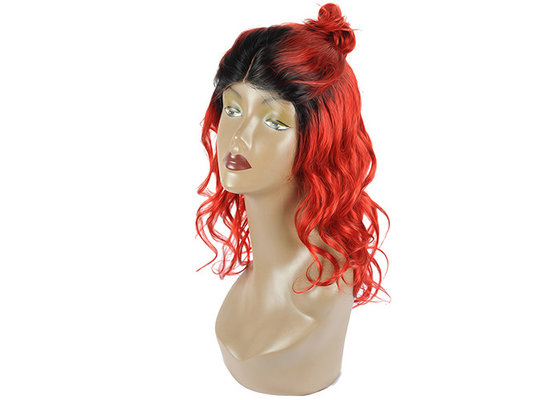 Peluca Suerte-roja delantera de los gemelos del cabello humano del color 100 de las pelucas T1B del cordón para las mujeres negras