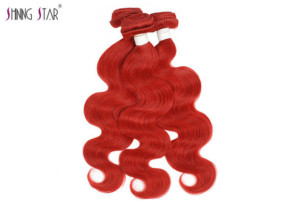 Vivid Red Wet Brazilian Human Hair Bundles With Closure For Women