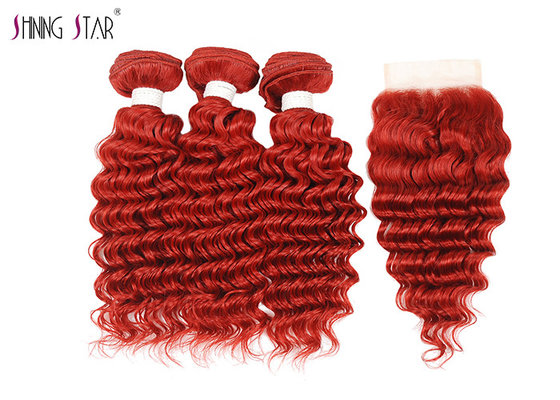 El cabello humano profundo de la onda lía con color rojo de la armadura rizada del cierre 99J