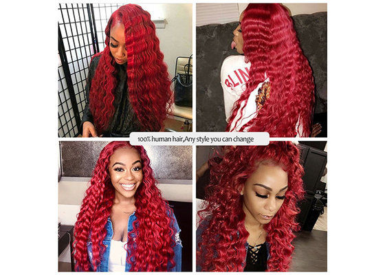 El cabello humano profundo de la onda lía con color rojo de la armadura rizada del cierre 99J