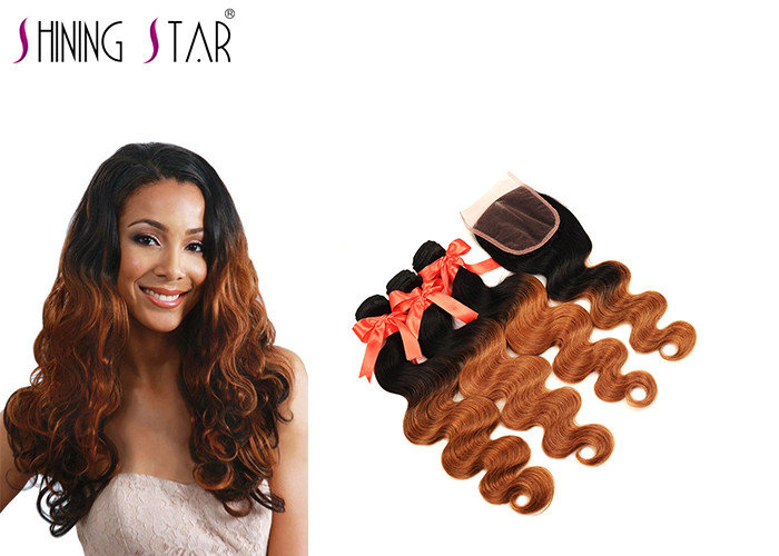 Tres extensiones rubias del pelo de la onda del cuerpo de los paquetes verdades al color del 1B 30 de la longitud