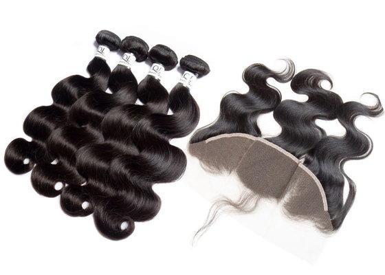 Natural Body Wave Bundles With Frontal / 10A Brazilian Bundles With Frontal