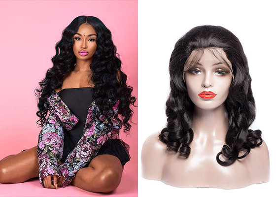 Loose Wave Remy Lace Front Wigs With Bangs 150% Glossy And Clean