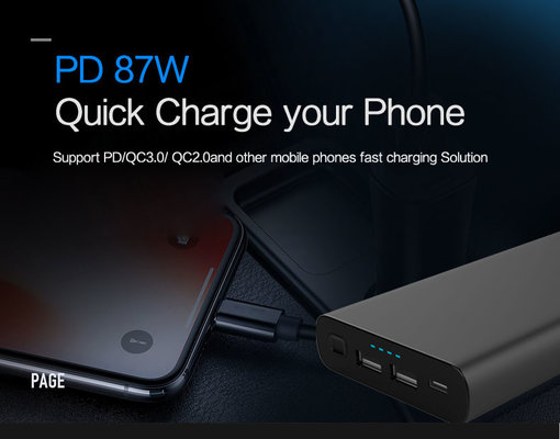 Metal Housing Power Delivery USB-C PD Portable 20V Laptop Power Bank 100W supplier