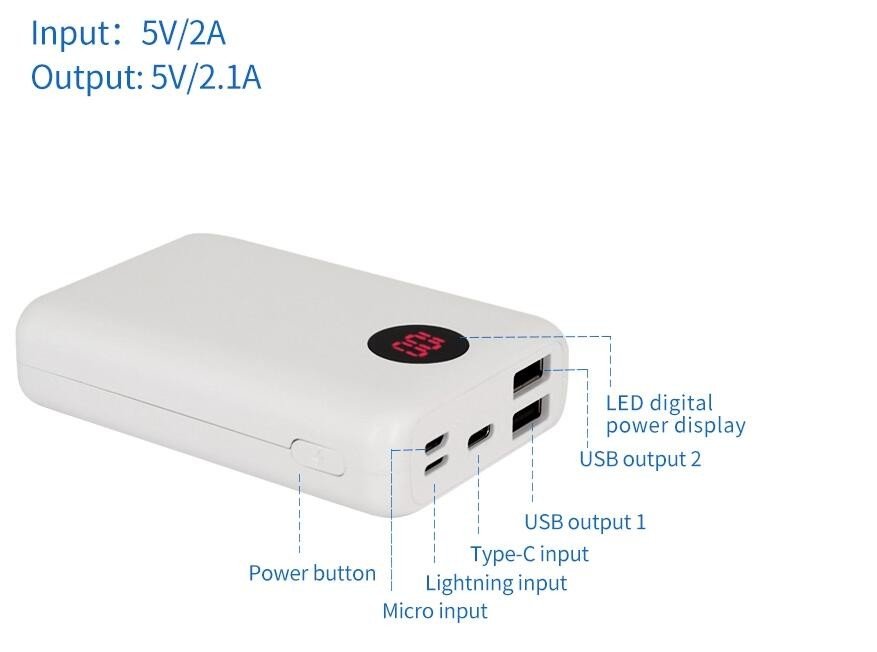 Wholesale rental big capacity 10000mAh digital power bank with Micro,Type C and lightning Input supplier