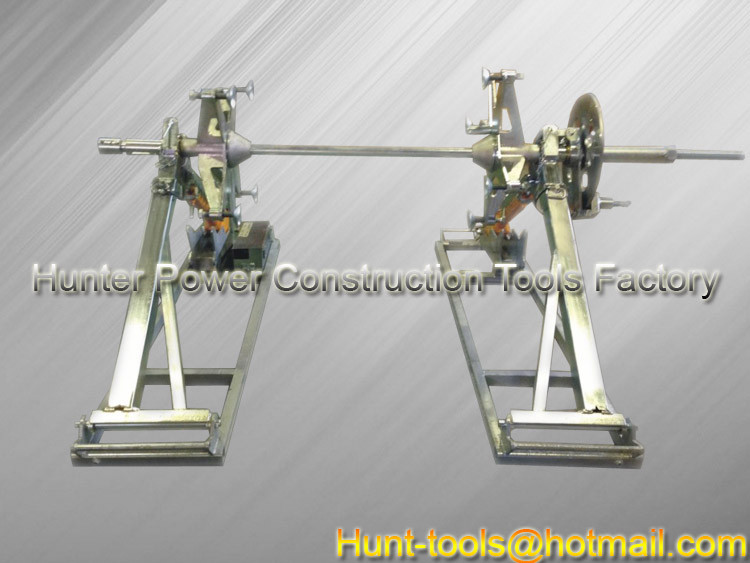 Scissor lift drum stands from behind Cable Drum Lifting Jack