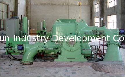 Horizontal Pelton Water Turbine Unit, 80 - 1000m Head Double Nozzles Pelton Hydro Turbine