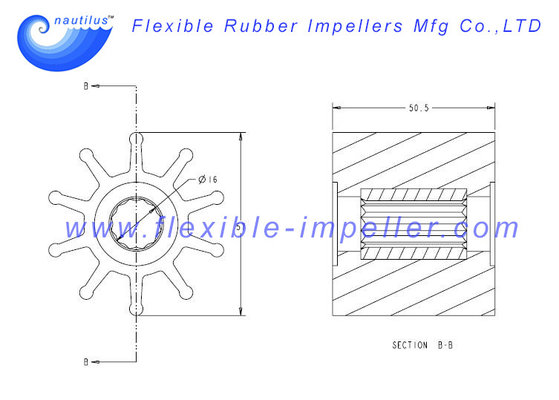 Raw Water Pump Flexible Rubber Impeller Replace Jabsco Impeller 18777-0001