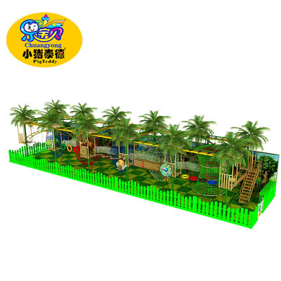 High Ropes Course Outdoor Play Equipment , Custom Kids Playground Equipment