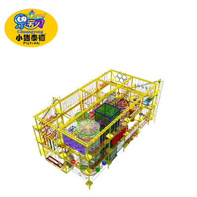 Amusement Park Rope Playground Equipment Sponge Nylon Rope Course Wood Material
