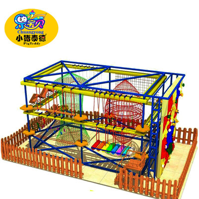 kid indoor park design, one layer ropes course, adventure park equipment
